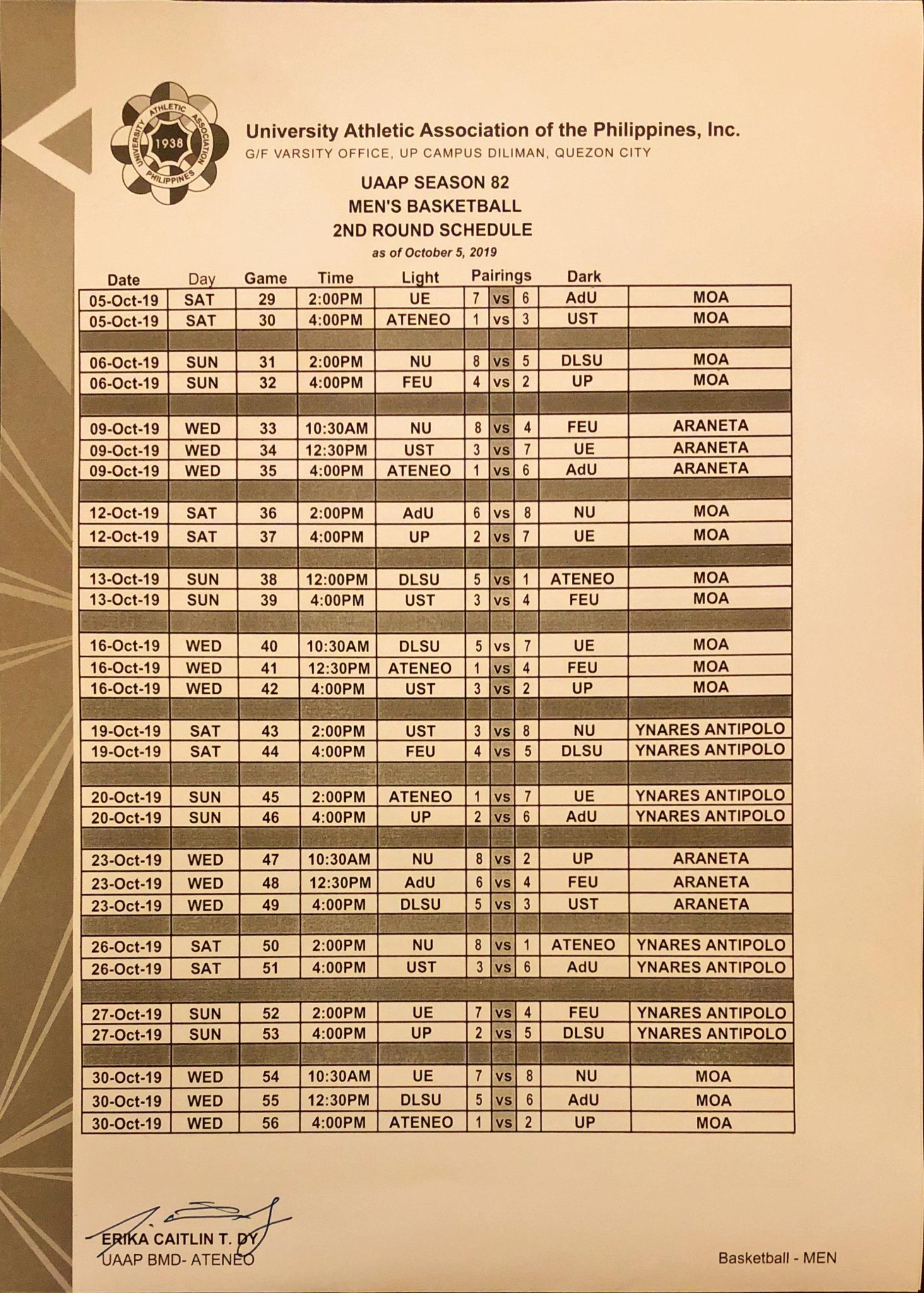SCHEDULE: UAAP Season 82 Basketball second round tournament | BurnSports.Ph